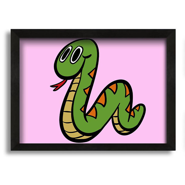 Happy Larry Cartoon Snake - Graphic Art on Canvas | Wayfair.co.uk