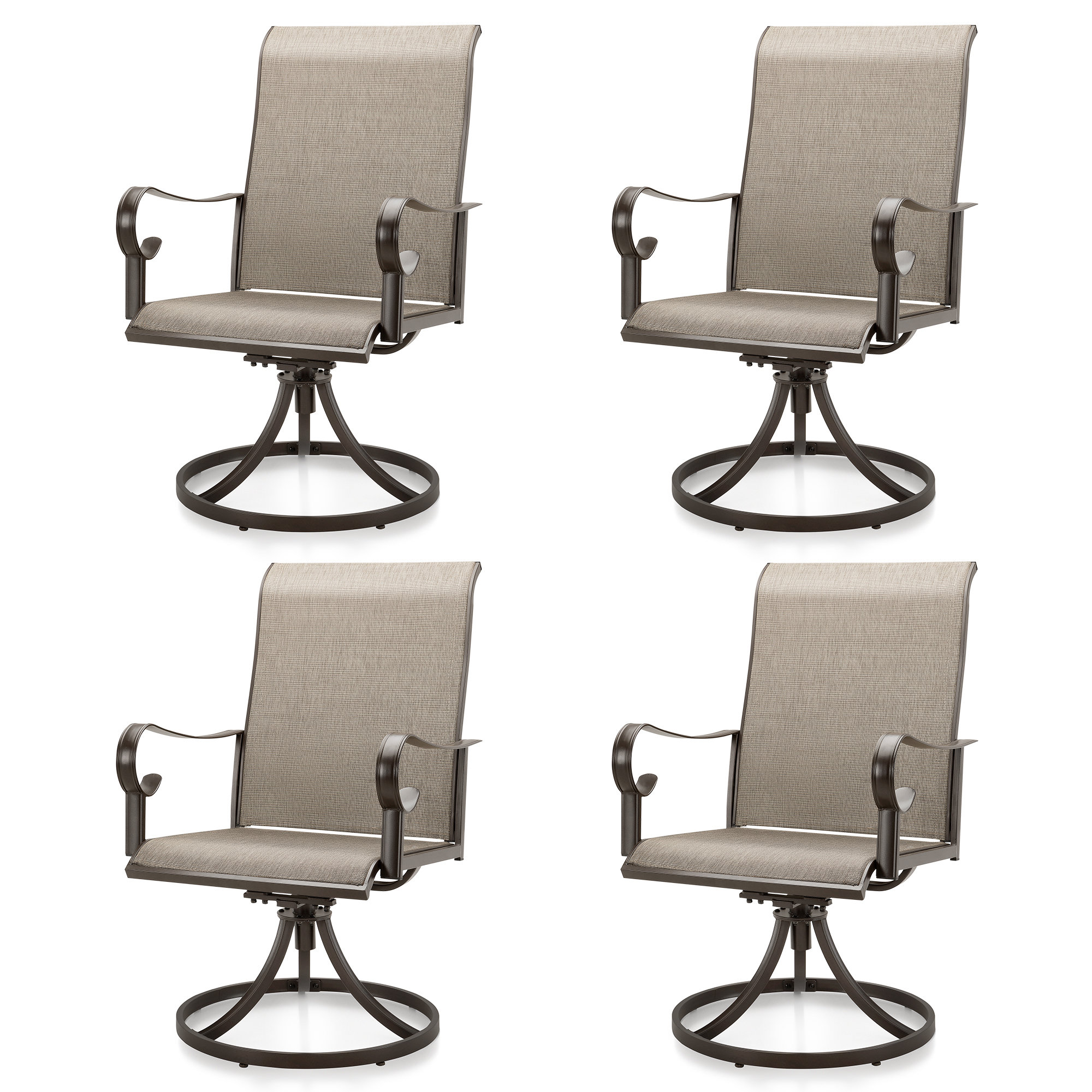Latitude Run® Patio Swivel Dining Chairs Set of 4, Outdoor Swivel ...