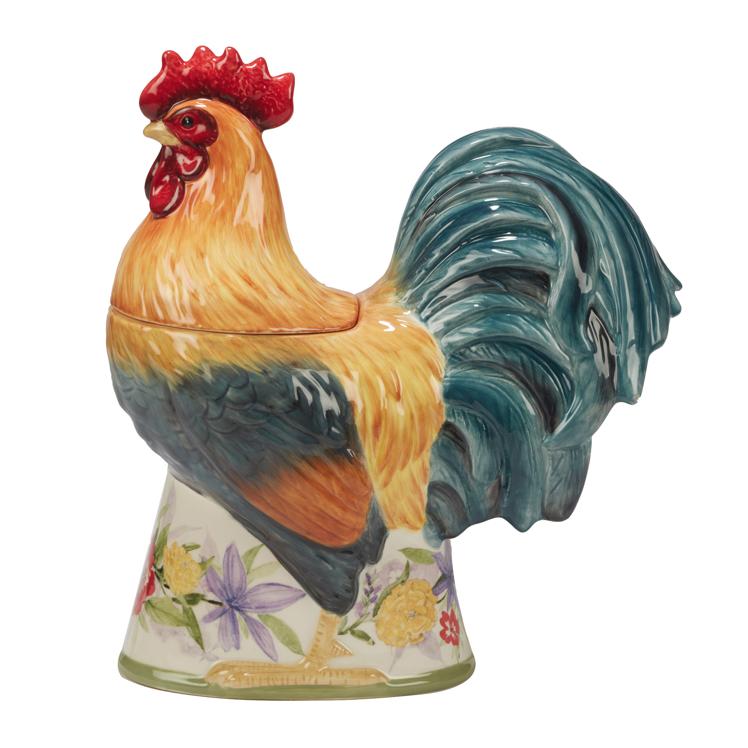 Certified International Floral Rooster 3-D Cookie Jar | Wayfair