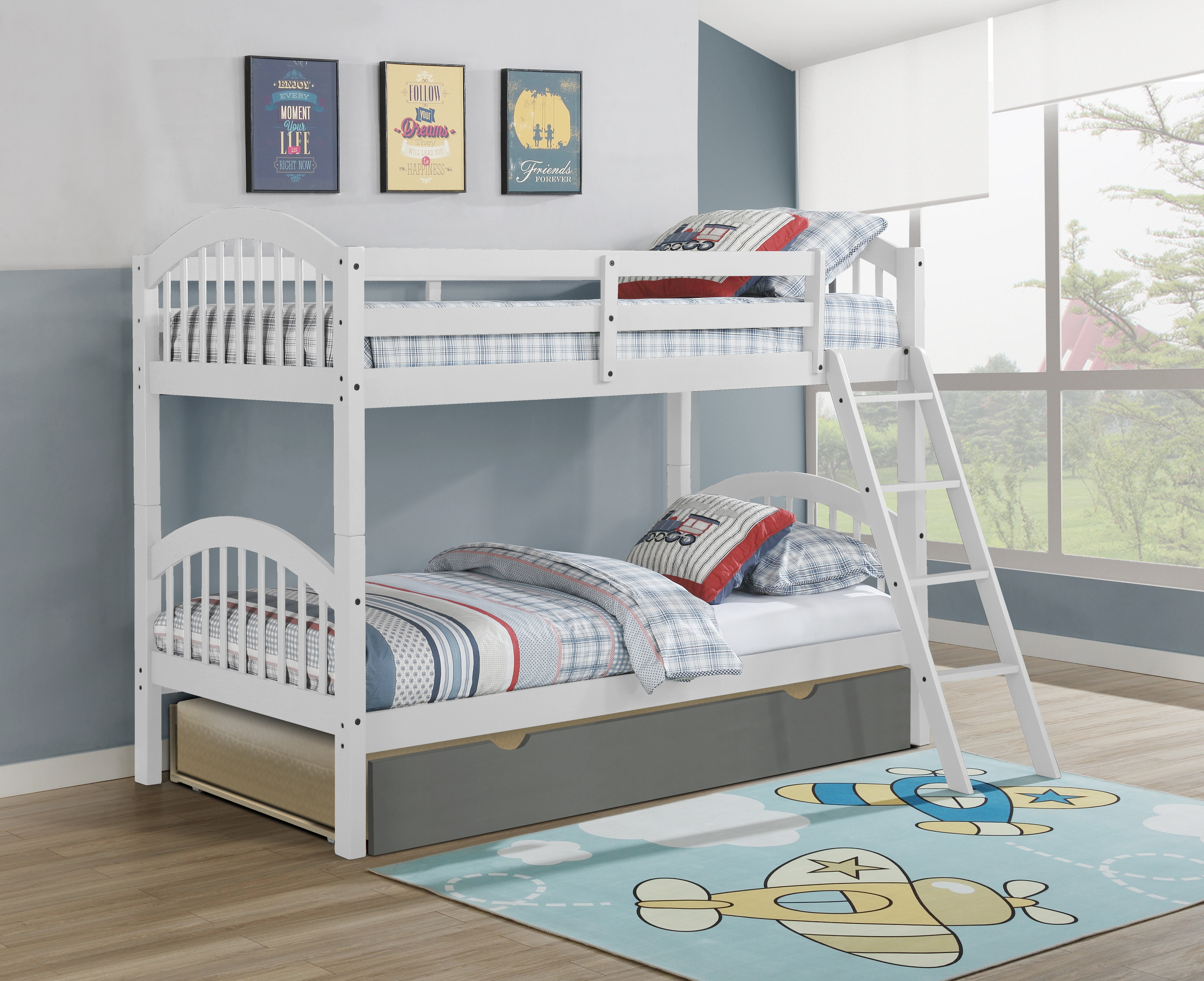 Bella Esprit Dana Twin Twin Unstackable White Bunk Bed With Grey ...