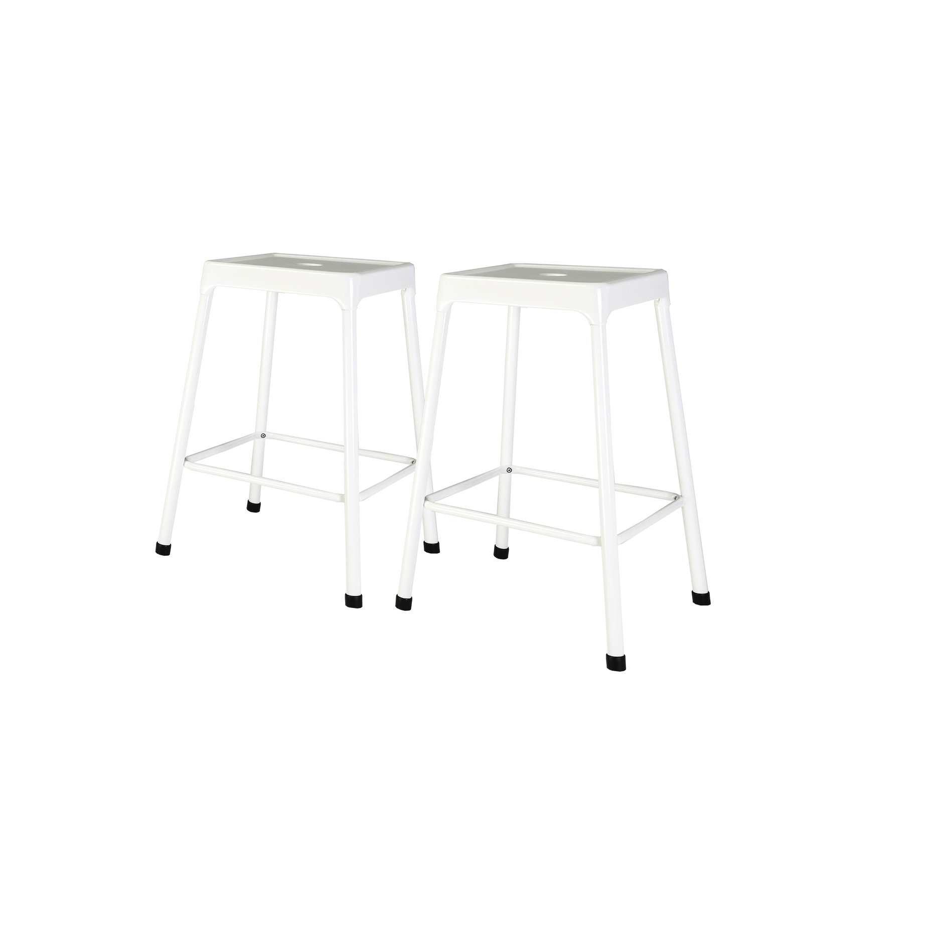 Latitude Run® Metal Counter Stool 2 - Crisp White Powder Coating For ...