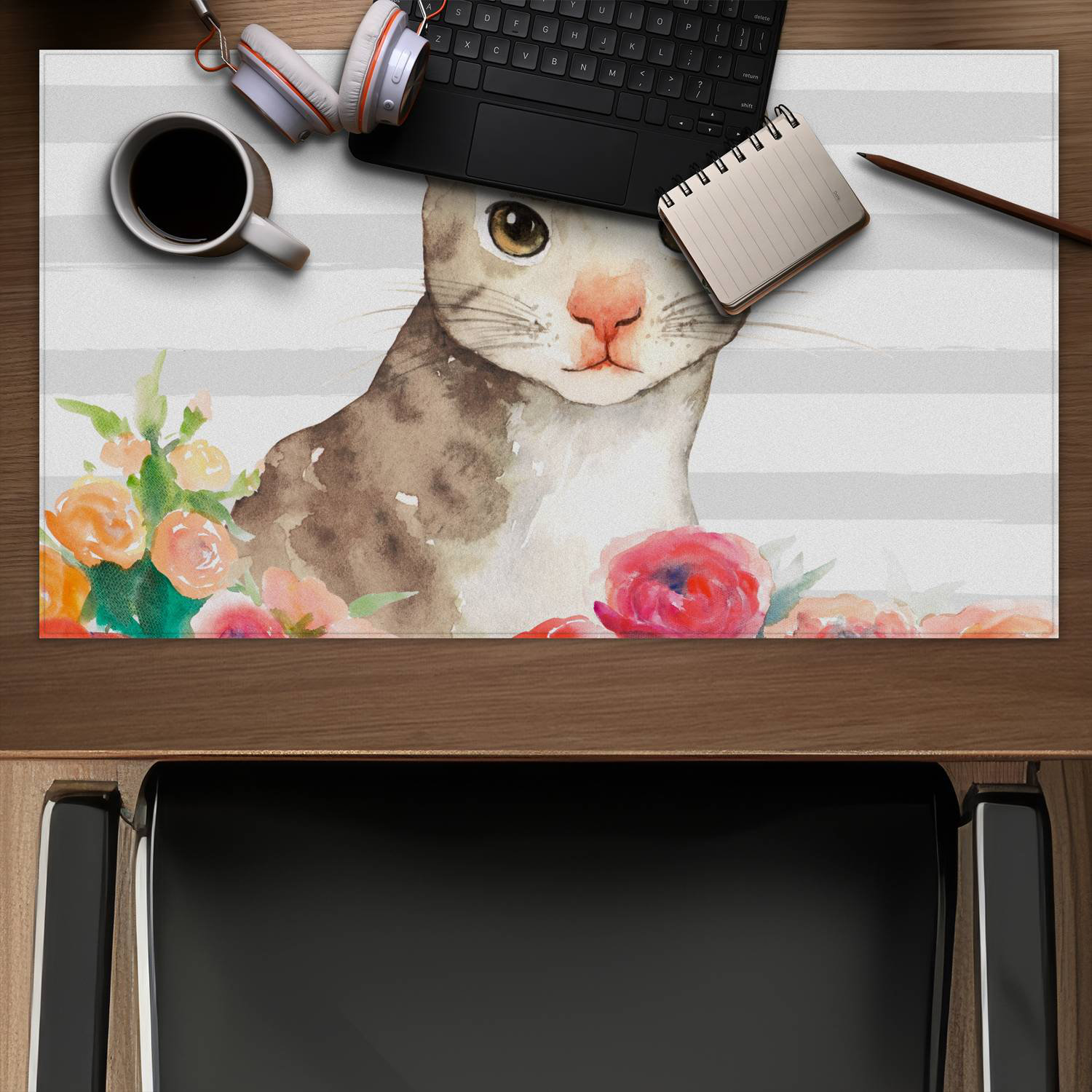 Begin Edition International Inc. Small cat with flowers - 14.00"x24.25 ...