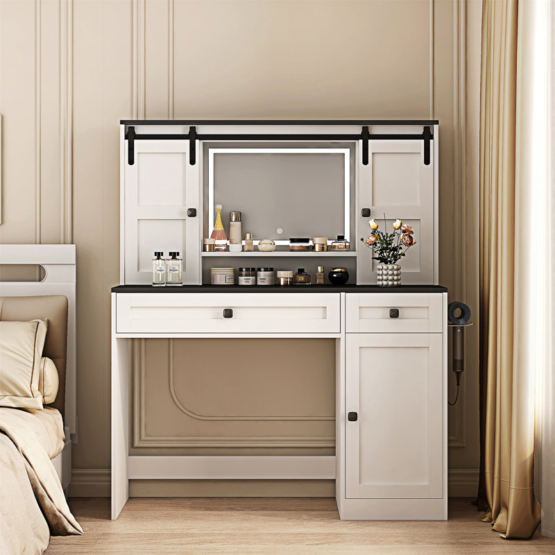 CARLOS FURNITURE Farmhouse Dressing Table Makeup Table, 43" Wide ...