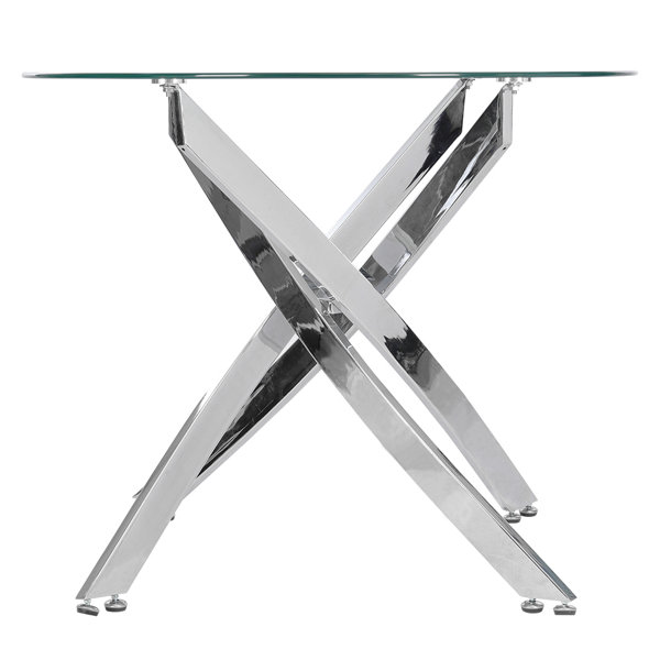 Metro Lane Toughened glass round table square leg | Wayfair.co.uk
