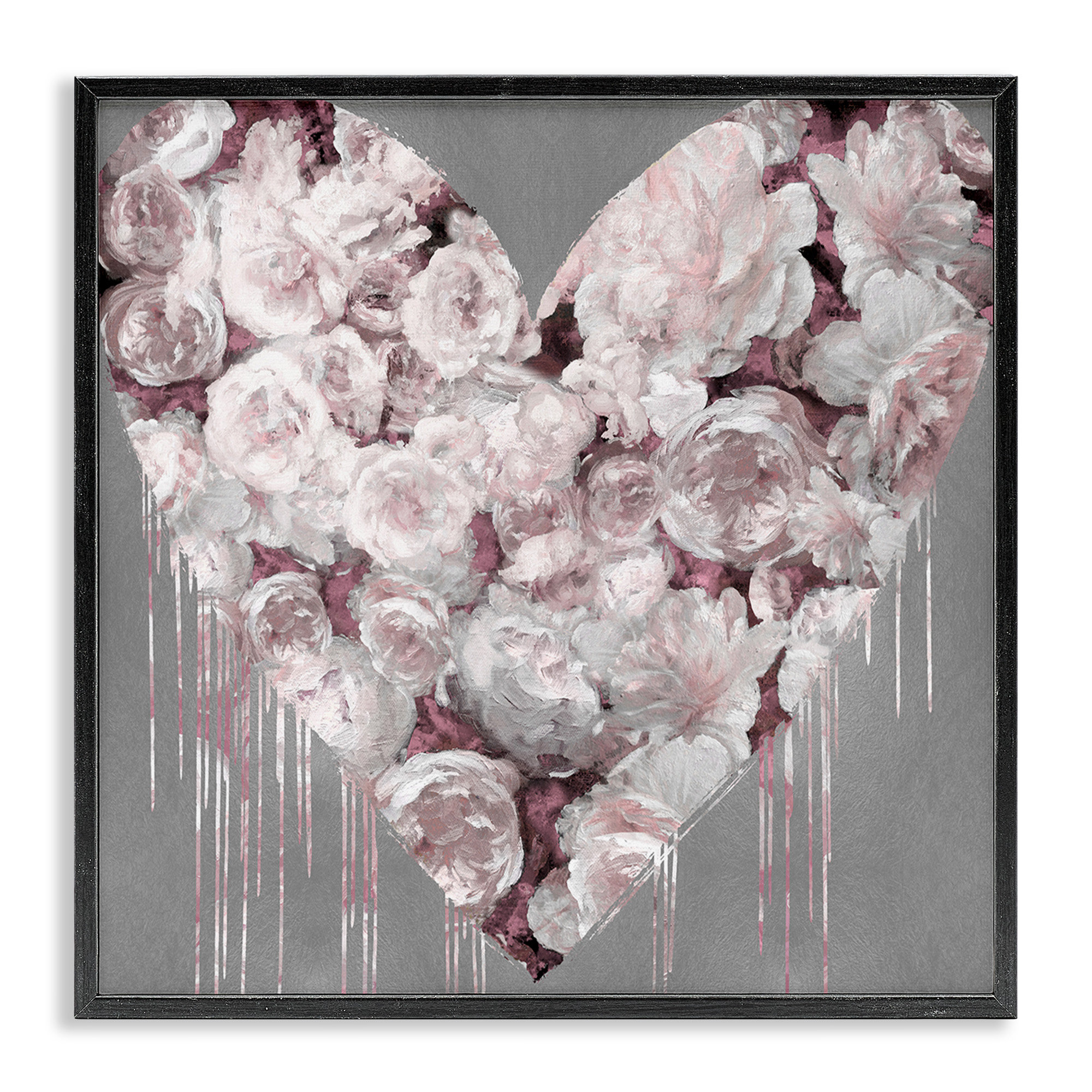 House of Hampton® Pink Rose Heart over Grey Giclee Art by Lindsay ...