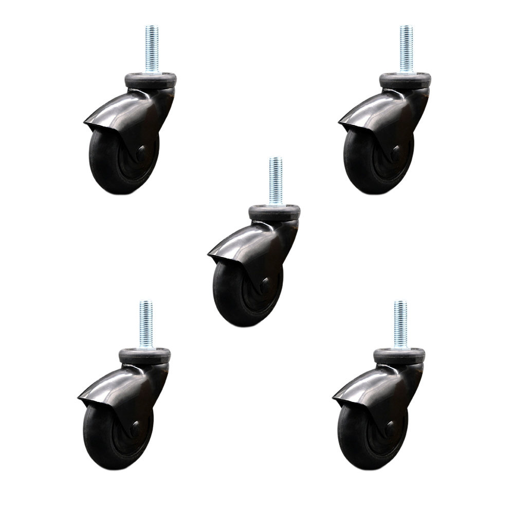 Service Caster 3 Inch Black Hooded Neoprene Rubber 5/16 Inch Threaded ...