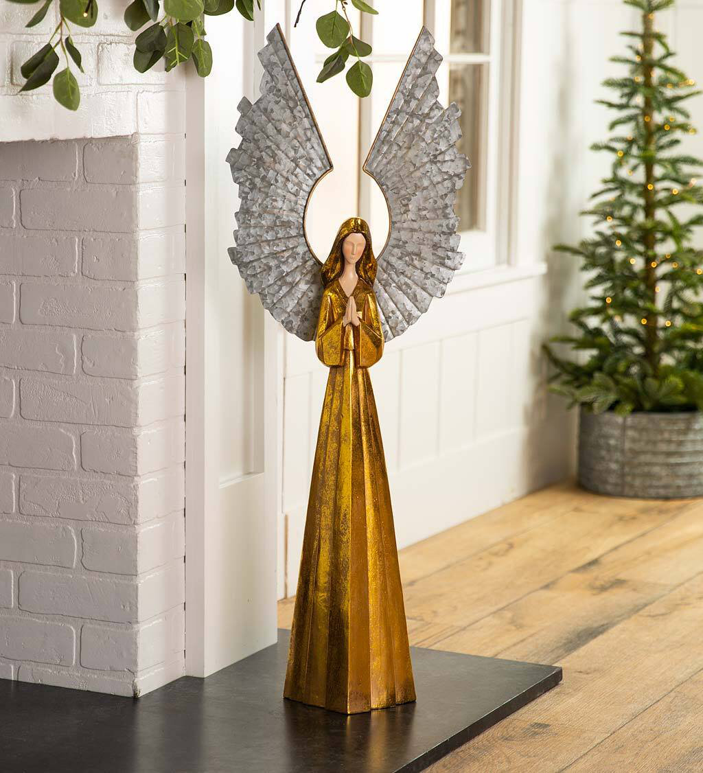 Wind & Weather Angel with Raised Wings and Holding a Cross & Reviews ...