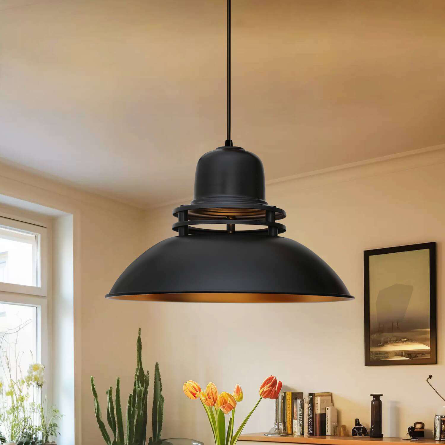 17 Stories Elegant Black Metal Chandelier, 13.6 x 9.1 inches | 1 x E27 ...