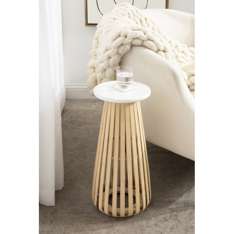 George Oliver Ryniah Drink End Table 10x10x23 White, Natural & Reviews ...