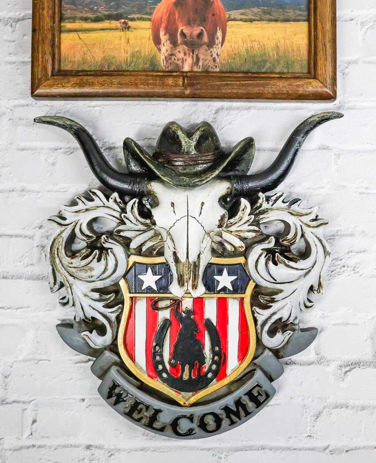 Union Rustic Rustic Western Patriotic Longhorn Cow Skull Cowboy Hat ...