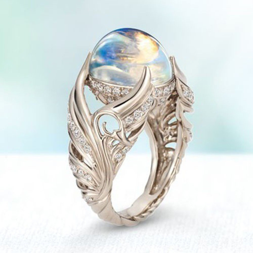 Mercer41 Women Faux Moonstone Rhinestone Inlaid Wing Finger Ring ...