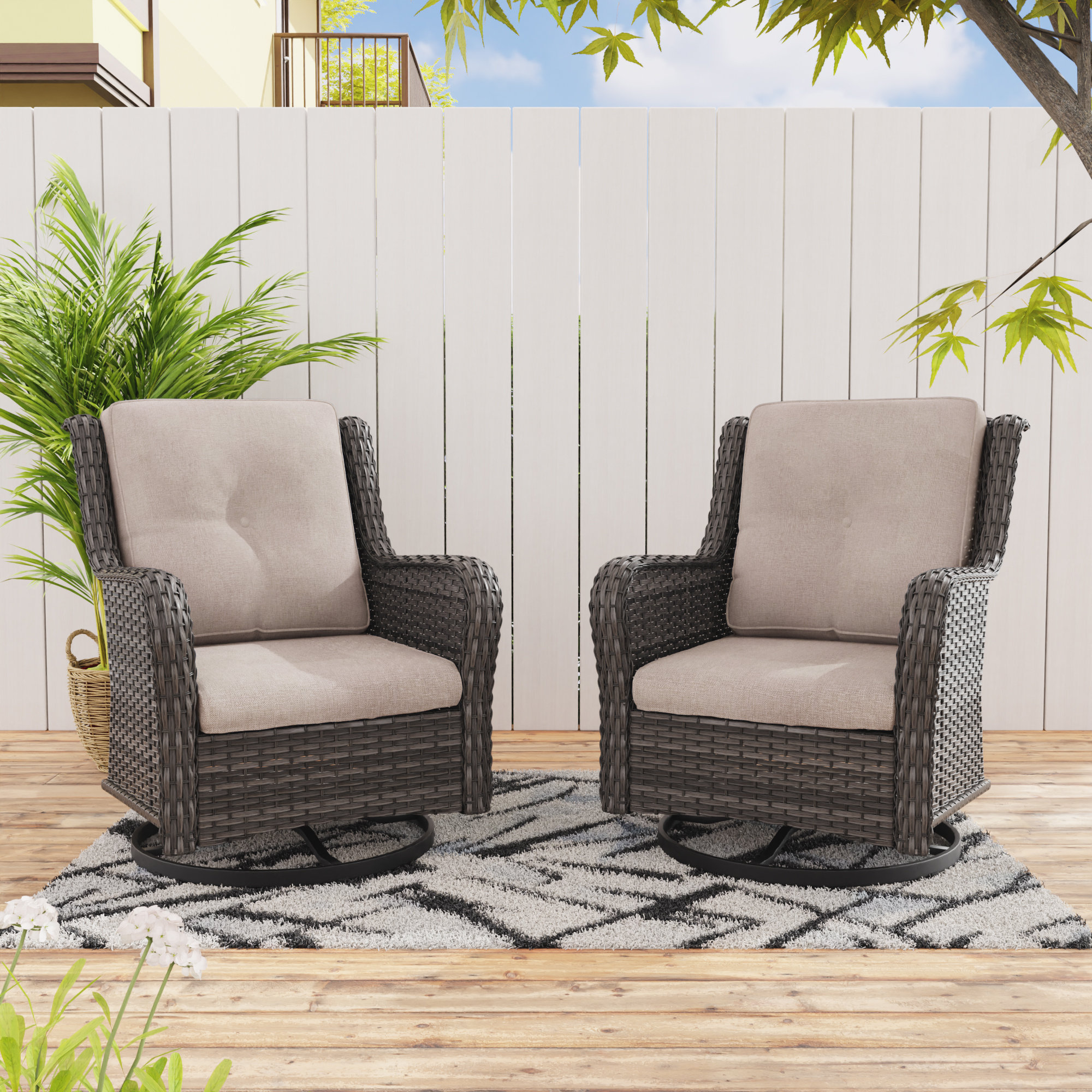 Wildon Home® Dunecrest Swivel Wicker Outdoor Lounge Chair | Wayfair