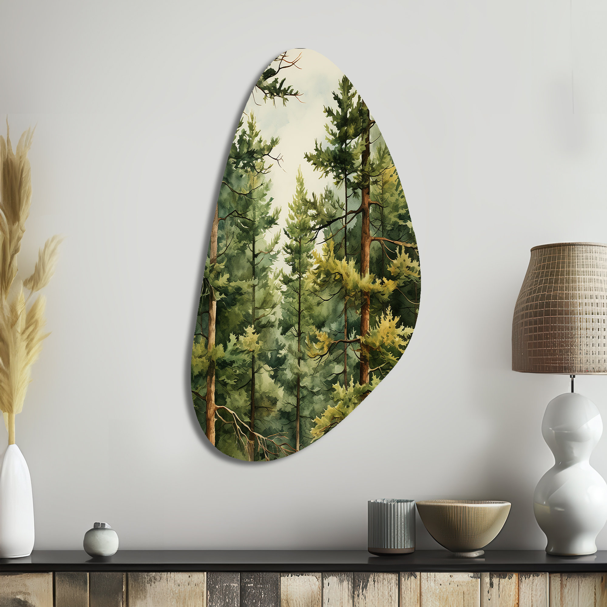 Design Art Pine Tree Symphony II - Tree Pine Fall Shape Asymmetric ...