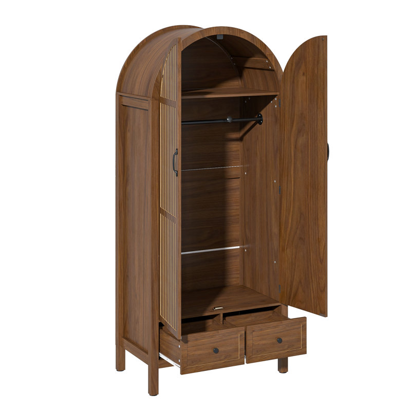 Alcott Hill® Armoire Wardrobe Closet with 2 Arched Fluted Doors ...
