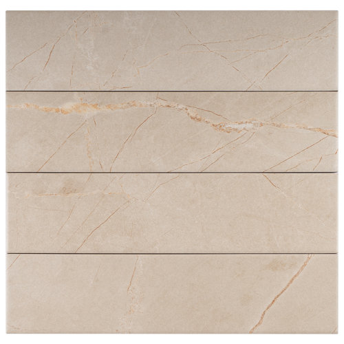 Supreme Tile Pulpis 3" x 13" Beveled Porcelain Marble Look Subway Wall ...