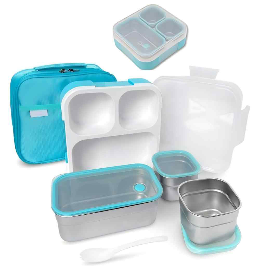 Prep & Savour Stainless Steel Bento Lunch Box Set,Metal Compartment ...