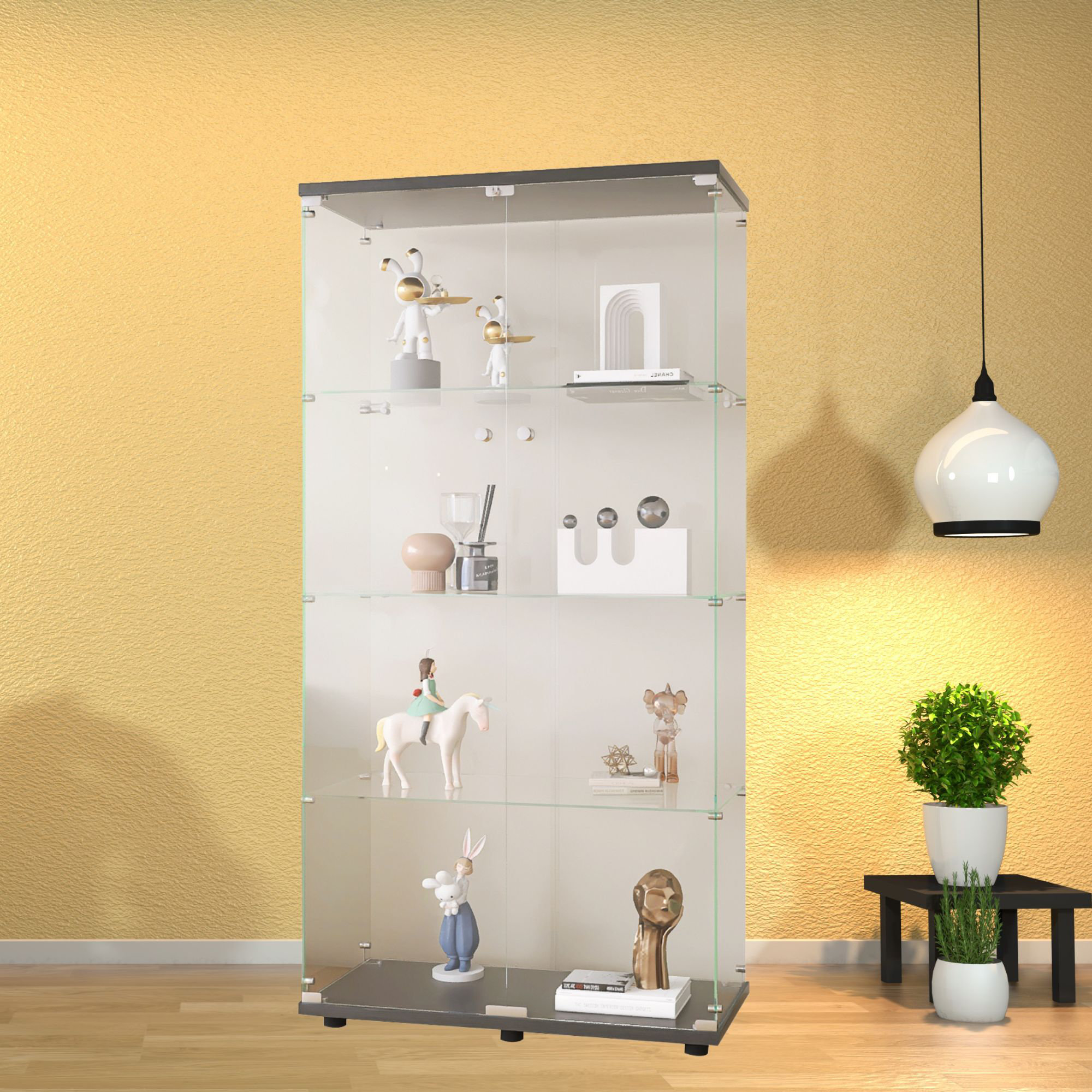Wrought Studio Four-Layer Modern Glass Display Cabinet Multi-Function ...