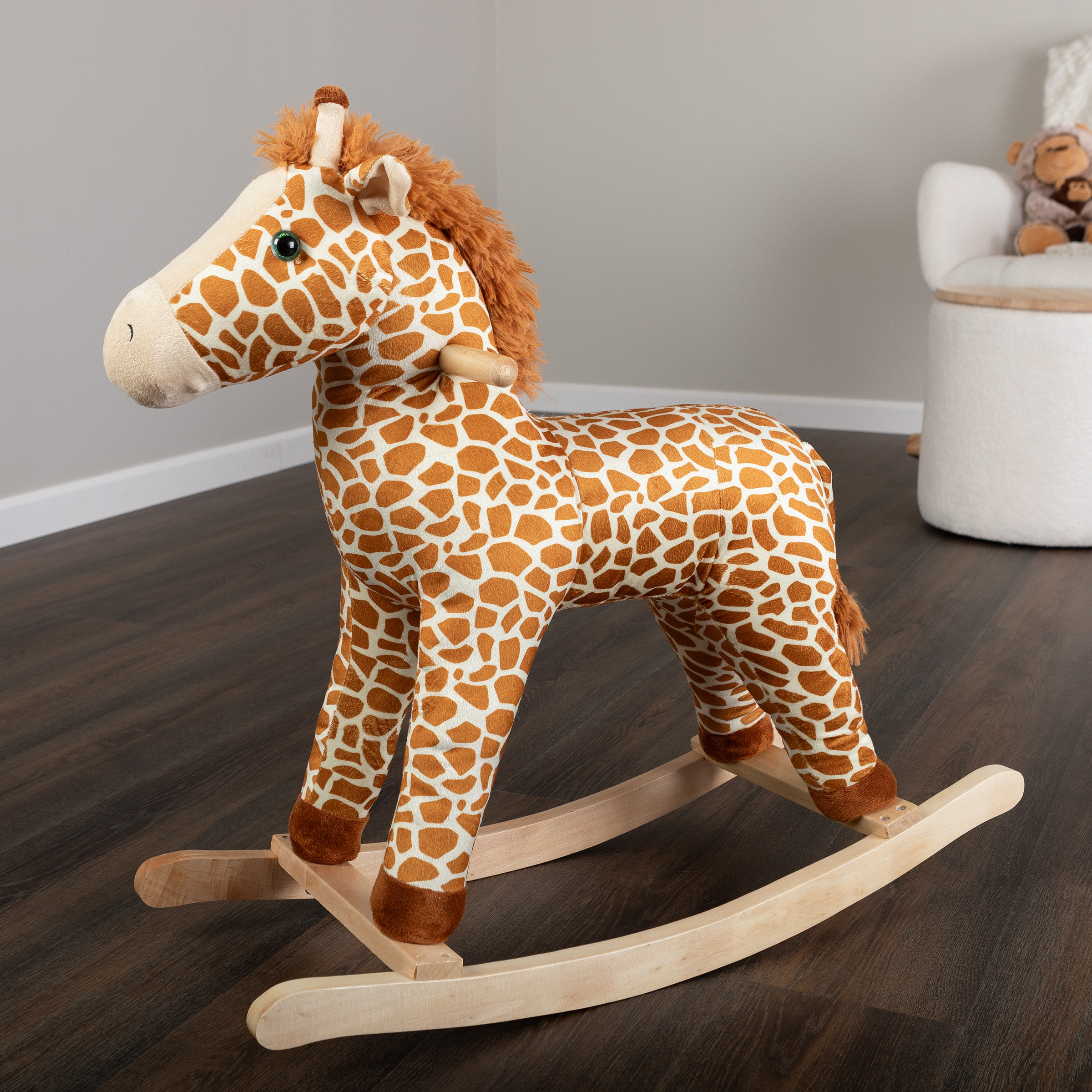 Happy Trails Rocking Horse - Plush Giraffe Animal Rocker - Toddler Ride ...