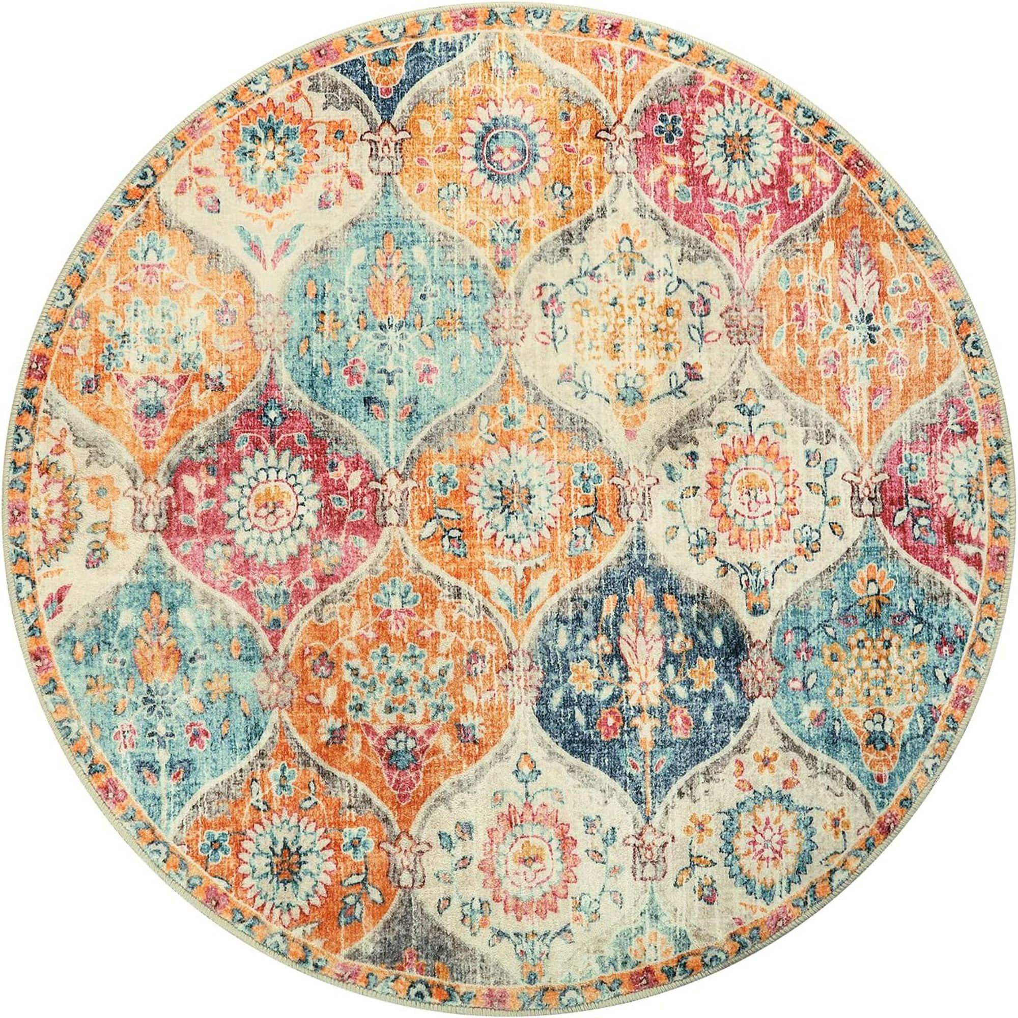 Winston Porter Moroccan Trellis Round Area Rugs, Washable Small Round ...