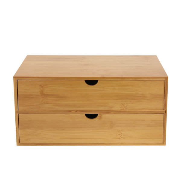 Millwood Pines Bamboo Desk Organizer Tabletop Storage Box with 2 ...