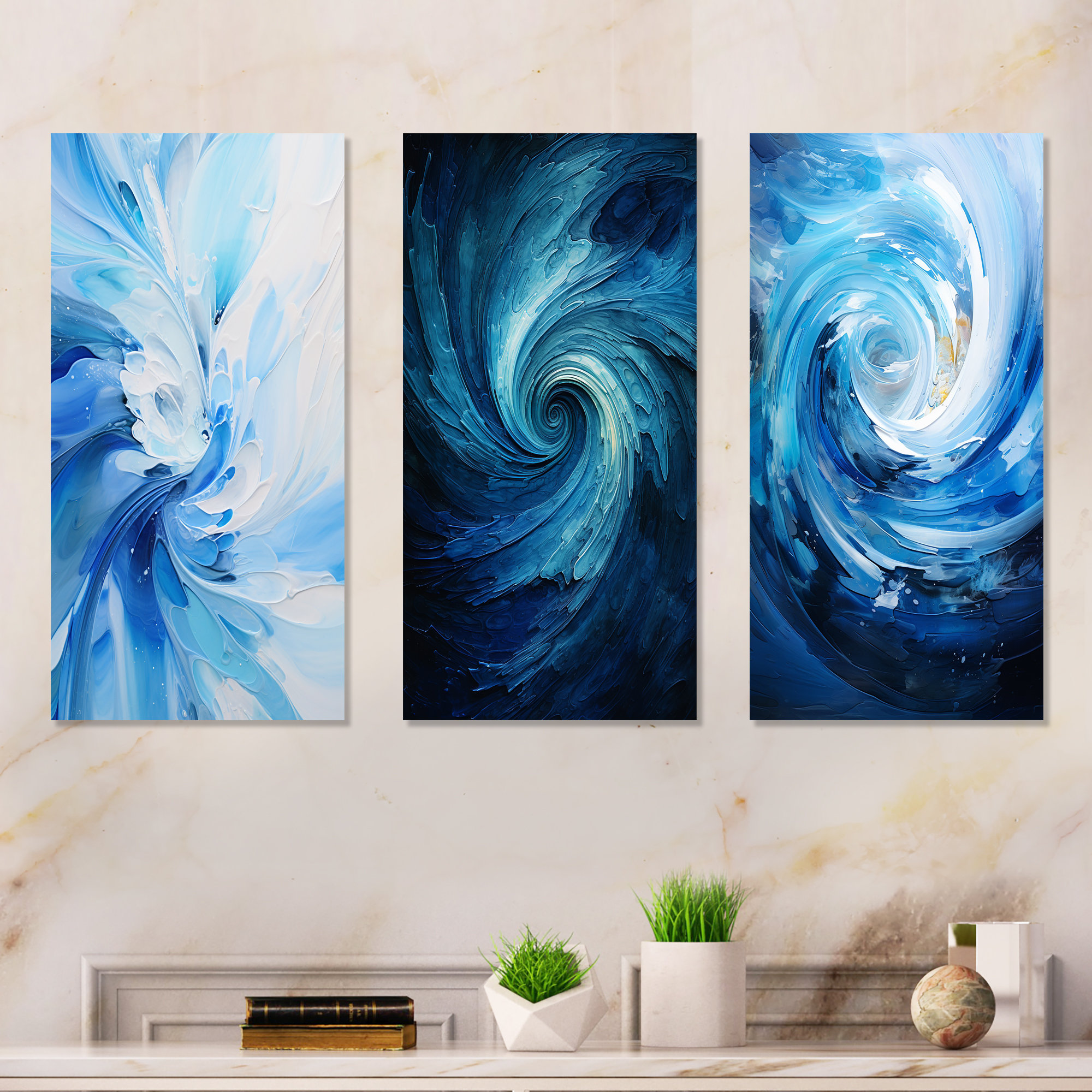 Design Art Blue Swirl Wave Spiral | Wayfair