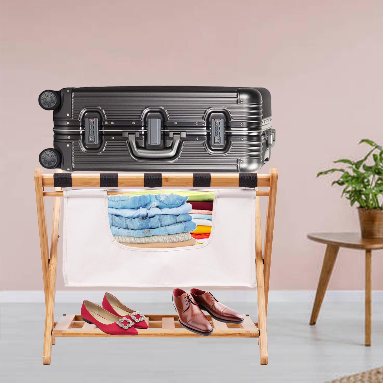 KOVOME Folding Bamboo Luggage Rack - Wayfair Canada