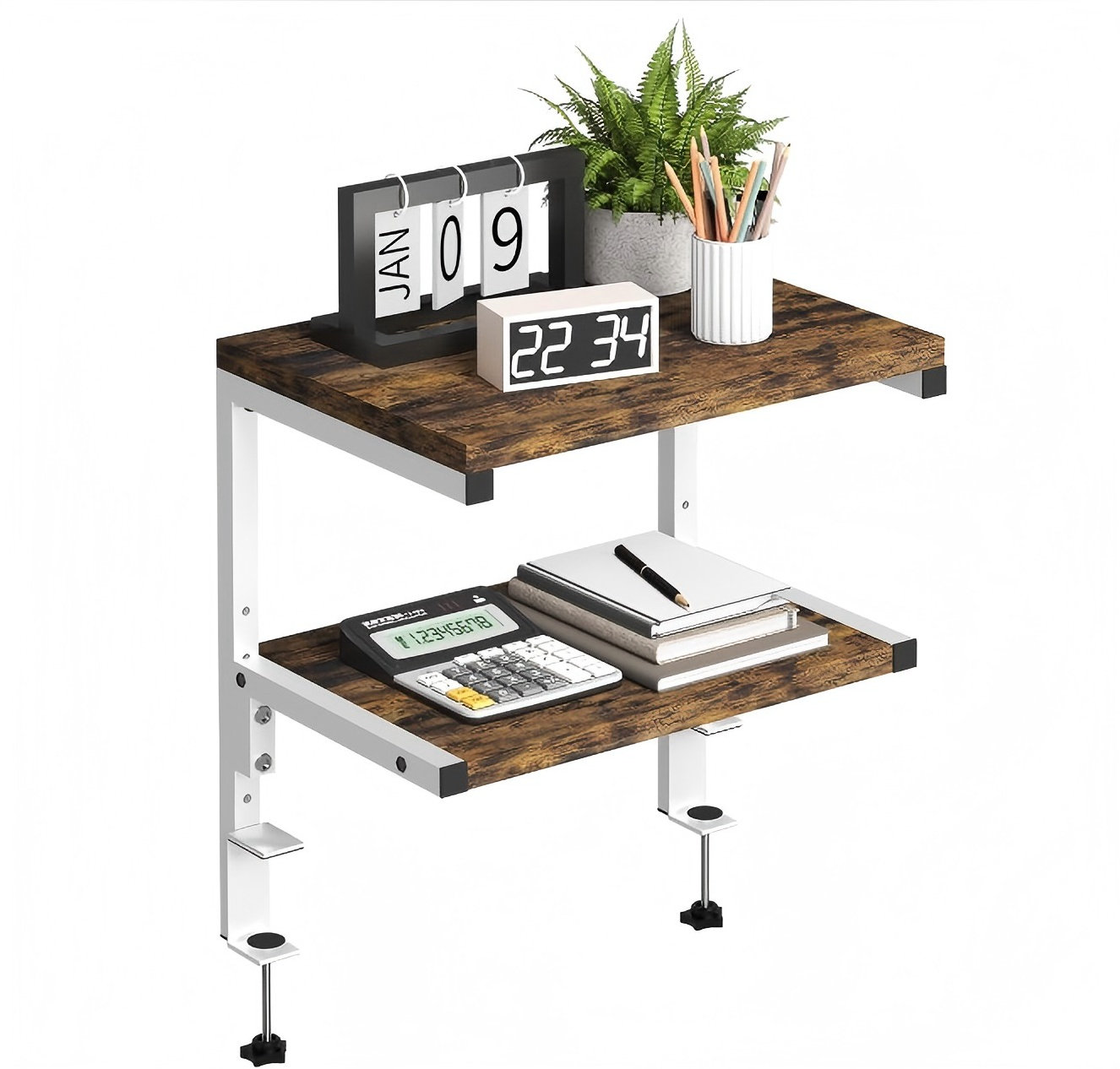 Latitude Run® Clamp On Desk Organizer Shelf,12.9 Inches Desk Extender ...