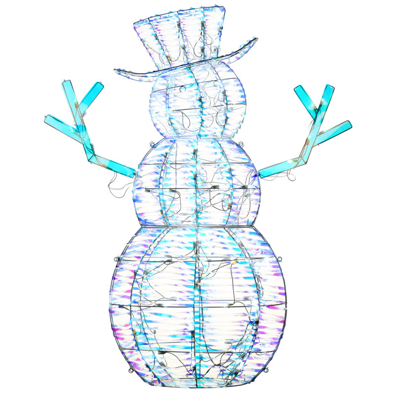 The Holiday Aisle® 48" Pre-Lit Iridescent Snowman & Reviews | Wayfair