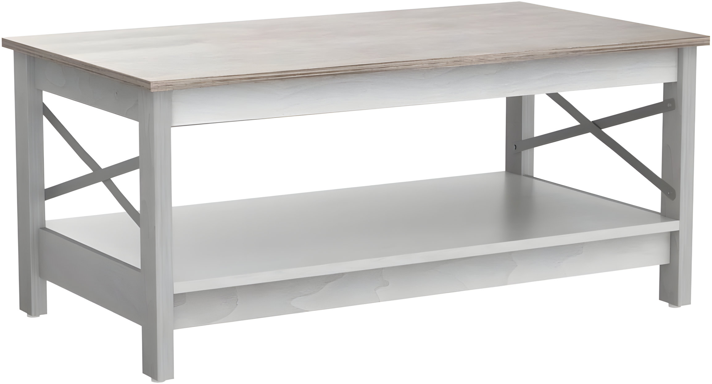 Gracie Oaks Modern Farmhouse Coffee Table With Storage, 2-Tier Wooden ...