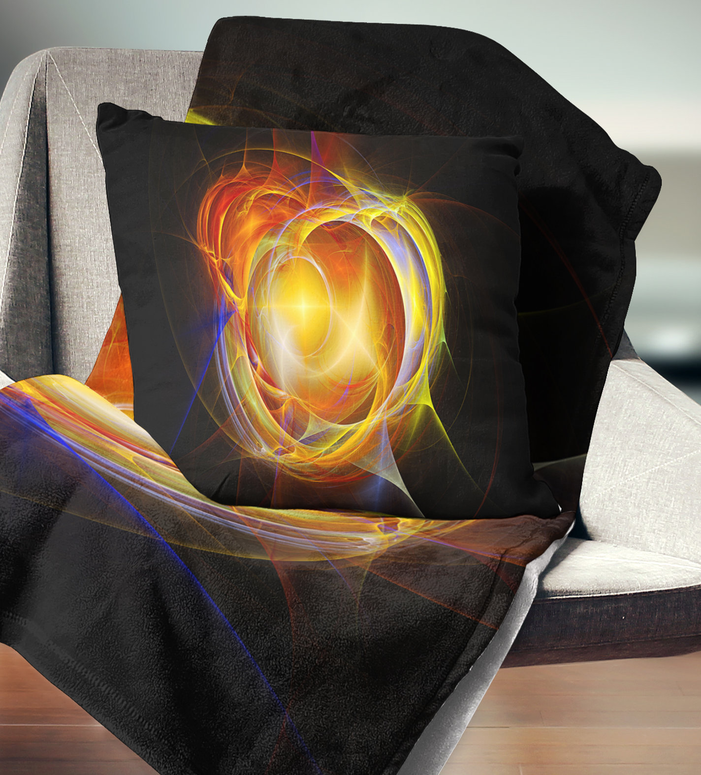 Design Art Supernova Explosion Blue - Abstract Printed Pillow | Wayfair