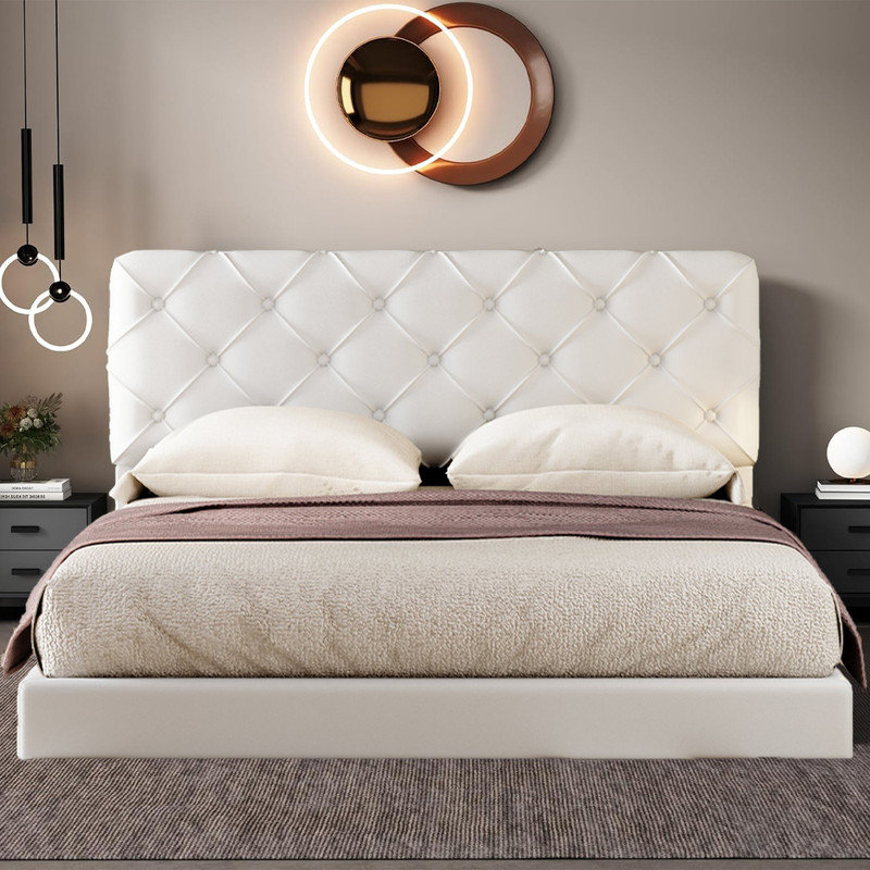 Lark Manor™ Cheala Queen size leather upholstered platform bed frame ...