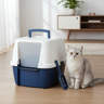Tucker Murphy Pet™ Navy Blue/White Large Closed Litter Box, Front Flap ...