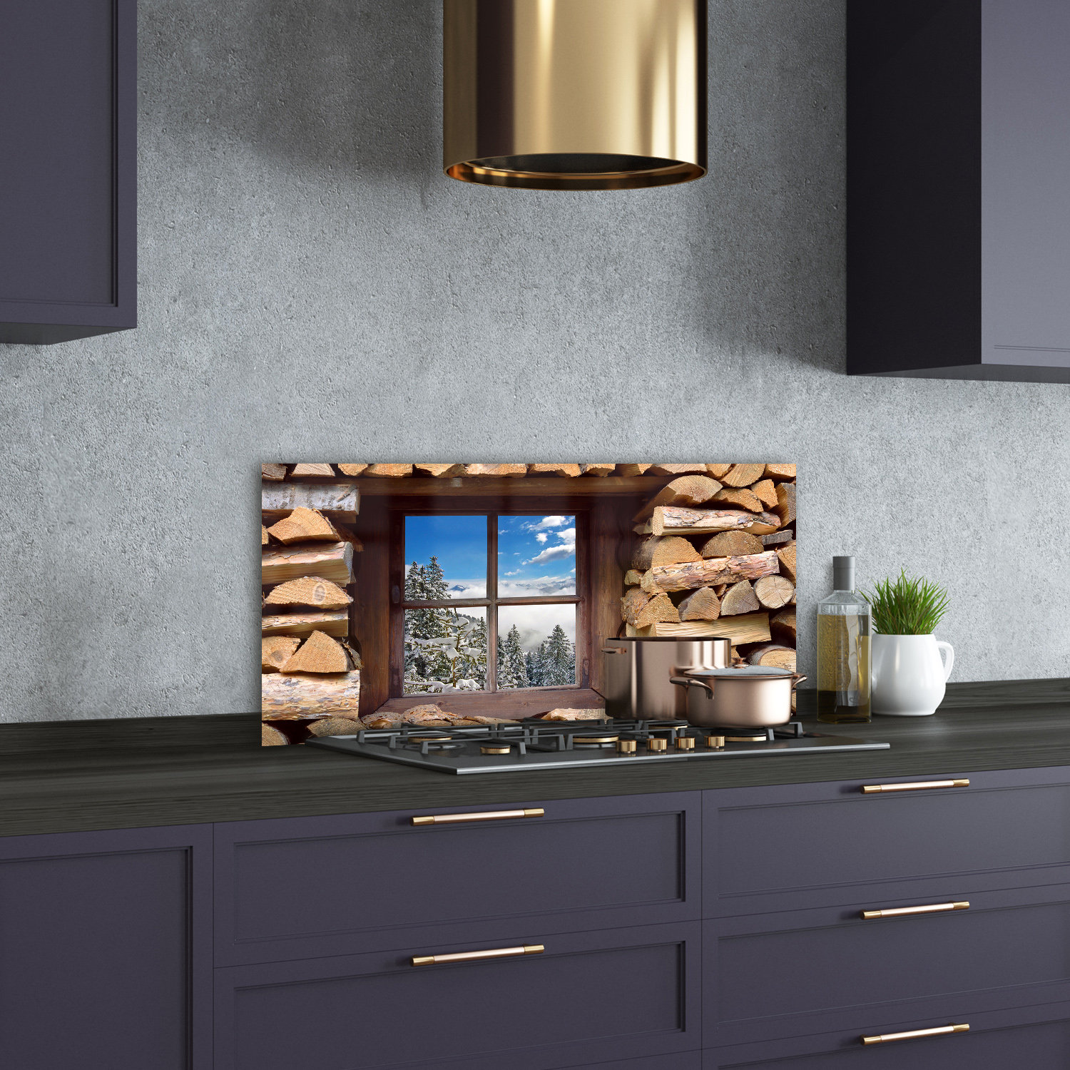 Union Rustic Winter Outside the Window 50cm x 100cm Glass Panel ...