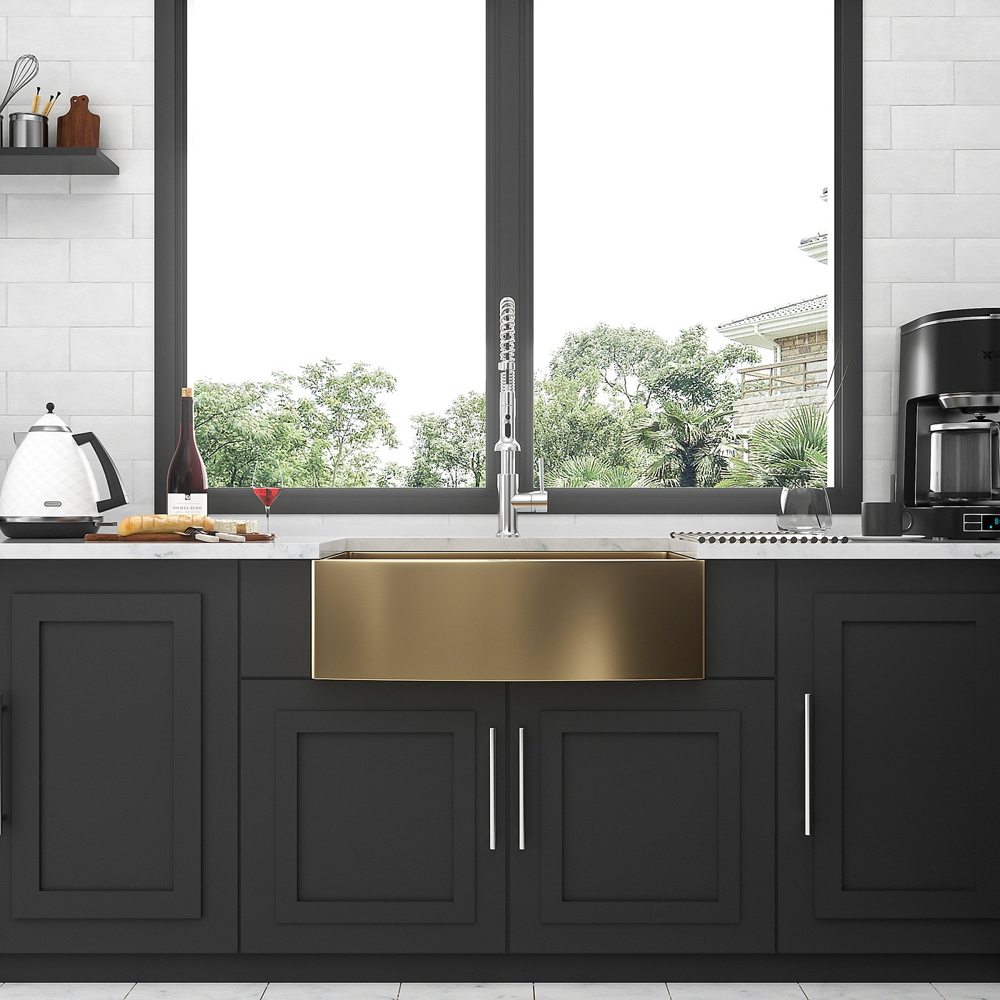 HEIMAO 36 Gold Farmhouse Sink - 36 Inch Kitchen Sink Stainless Steel 16 ...