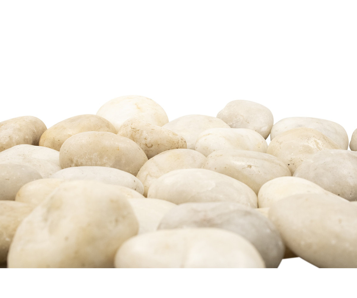 Highland Dunes 30lb 3 - 5 Inch White Polished River Pebbles For Garden ...