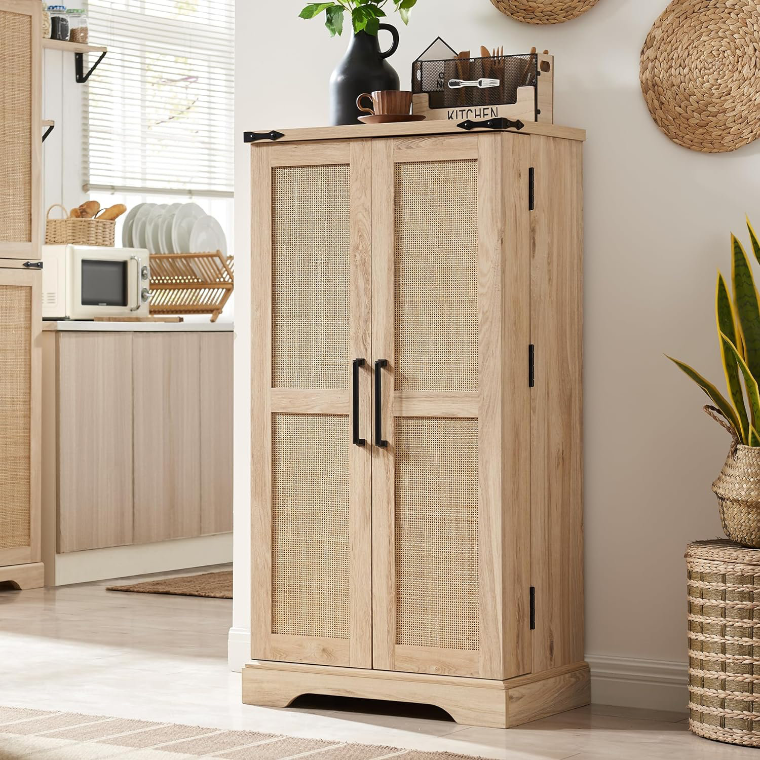 Lark Manor™ Farmhouse Kitchen Pantry, Storage Cabinet With Barn Doors ...