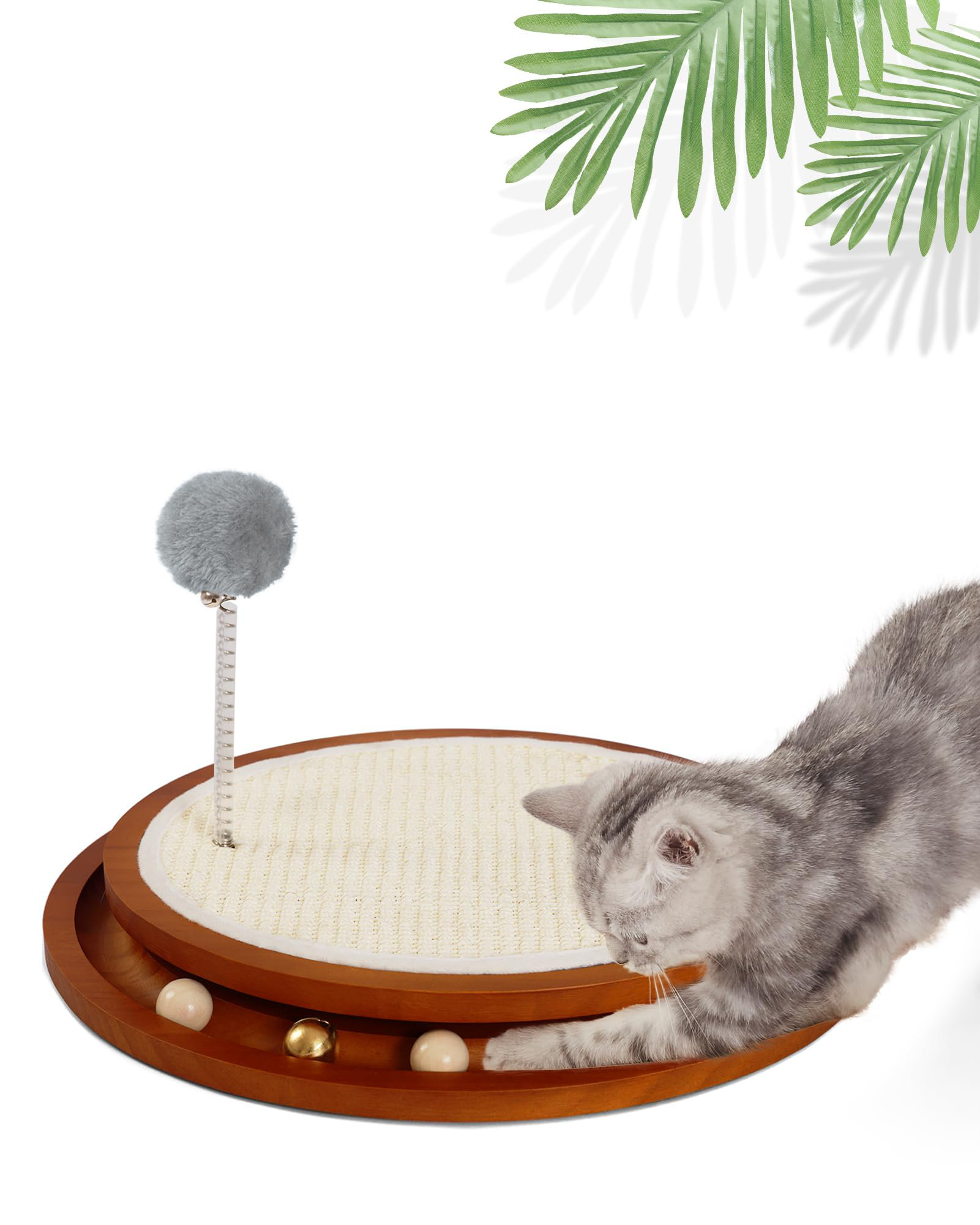 George Oliver Cat Scratcher, Cat Cratch Sisal Pad With Wooden Roller ...