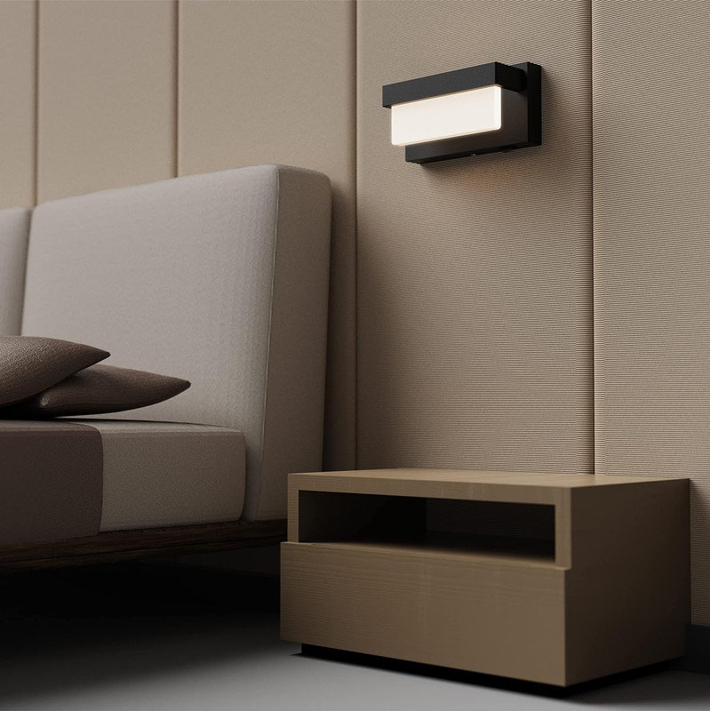 Ivy Bronx Wall Sconce Black Wall Light with On/Off Switch 8 inch LED ...