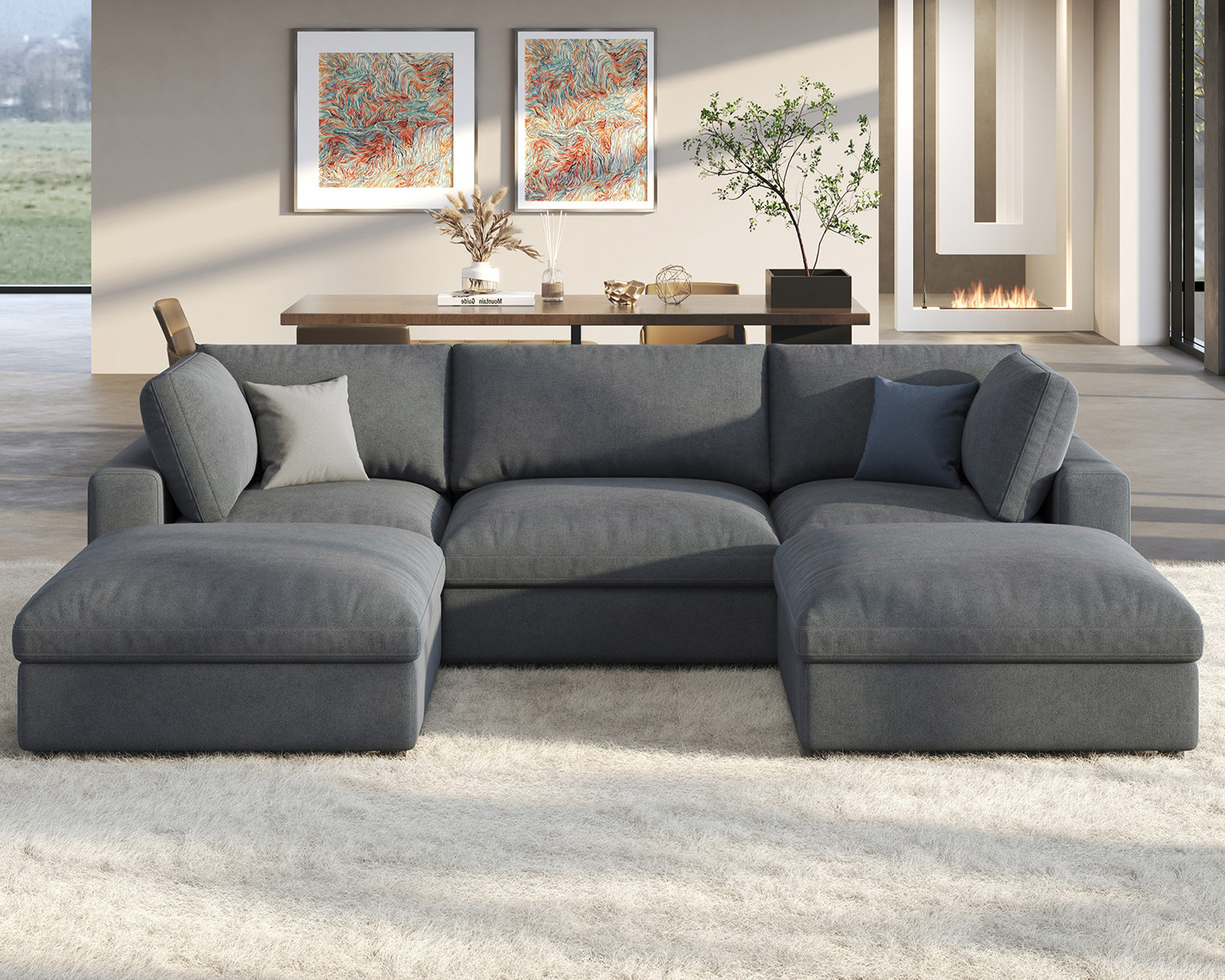 Orren Ellis Modular Sectional Sofa, 114 Inches Oversized Down Filled ...