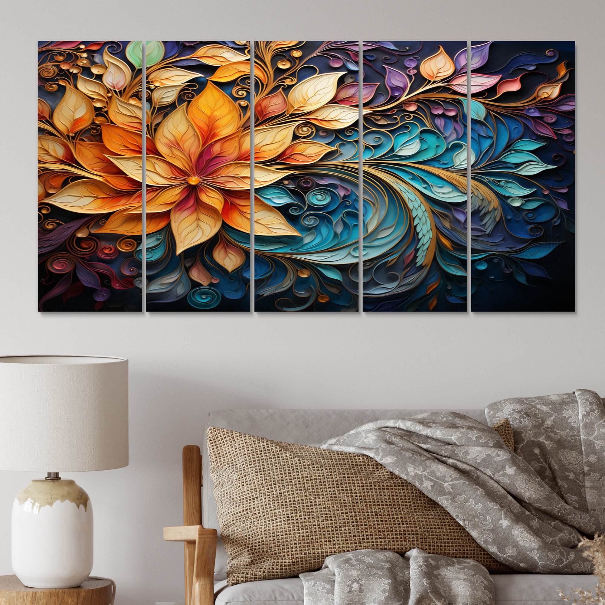 Winston Porter Colorful Indian Art Mystic Rangoli I On Canvas 5 Pieces ...