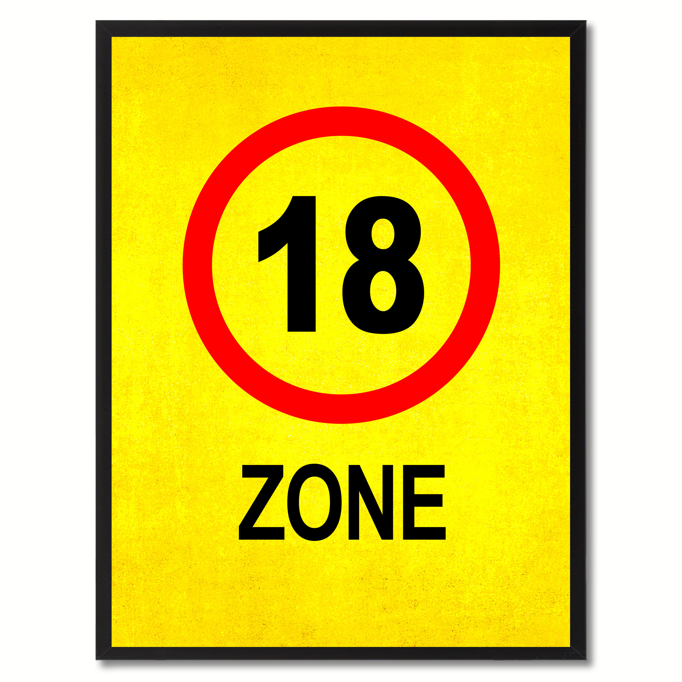 Trinx 18 Zone Sign Yellow Print on Canvas with Picture Frame, 28x37 ...