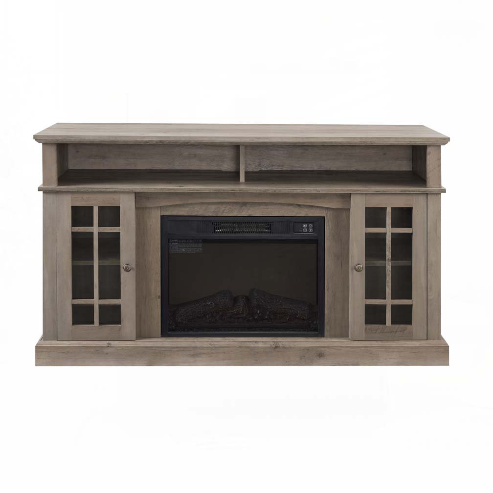 Red Barrel Studio Wood Top TV Stand With Fireplace, Closed Storage ...