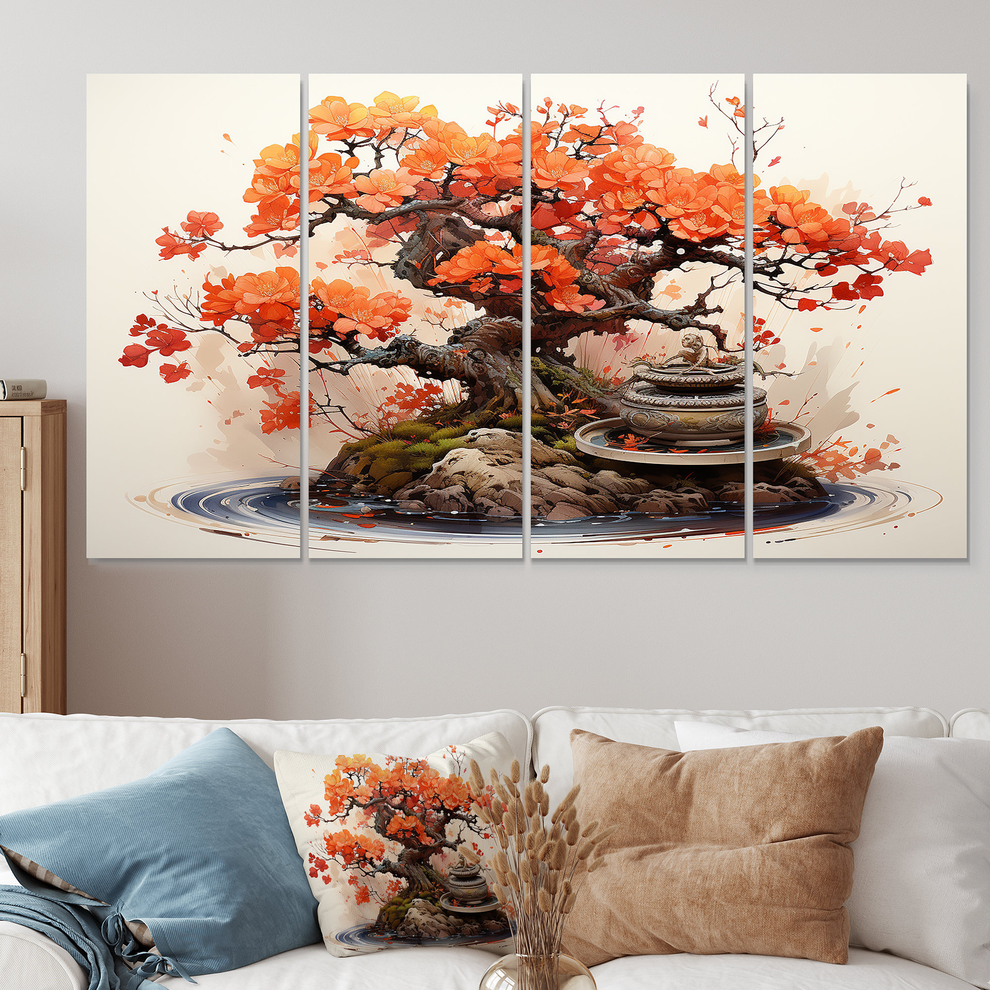 Winston Porter Autumnal Bonsai Charm II - Tree Bonsai 4 Piece Wall Art ...