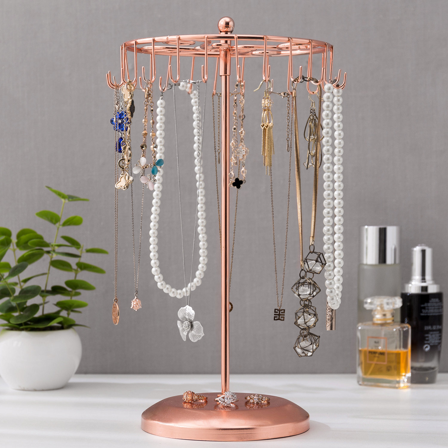 House of Hampton Copper Rotating Metal Jewelry Stand | Wayfair