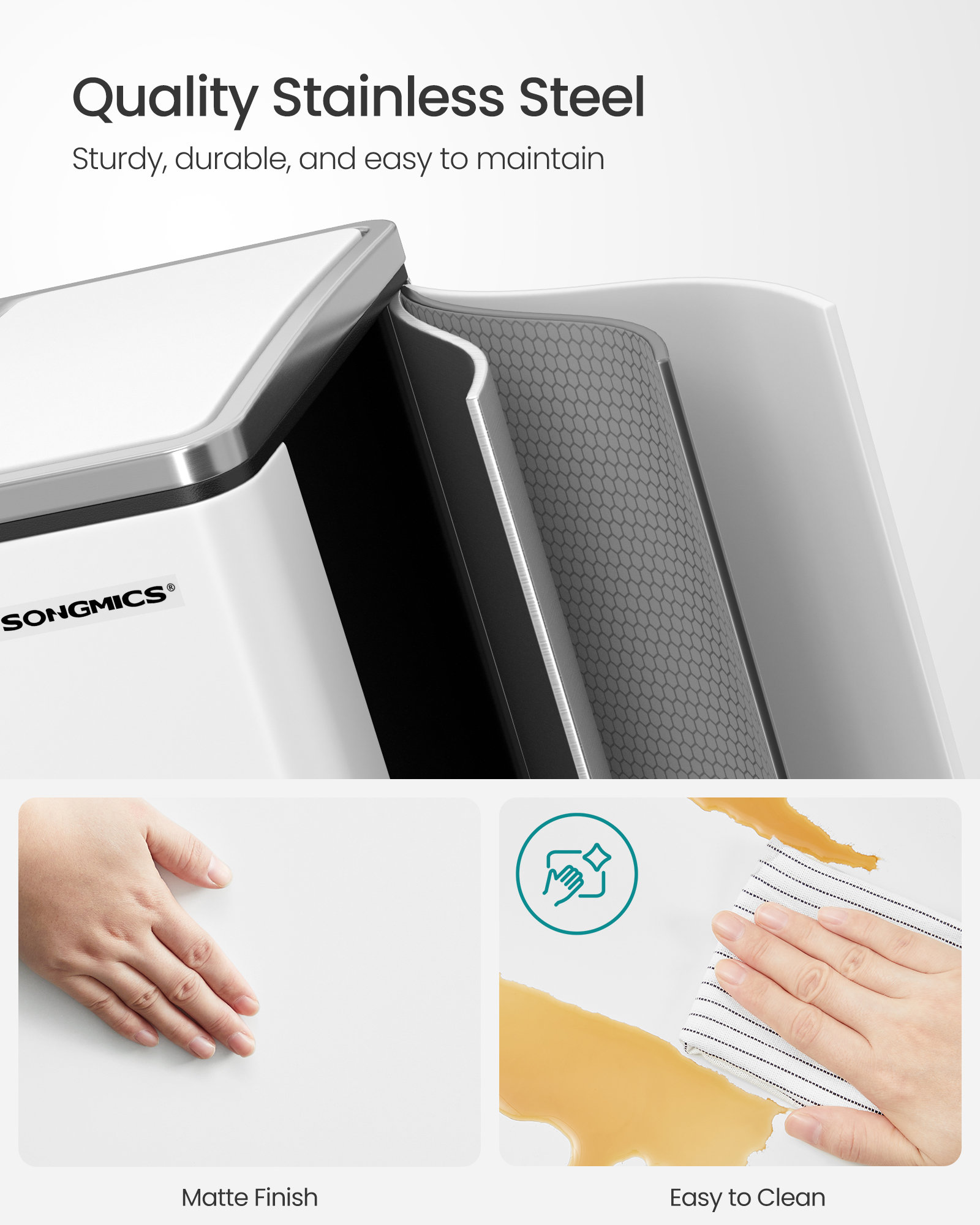 Songmics Garbage Can, 8 Gallon Garbage Bin With Soft-Close Lids, 2 X 4 ...