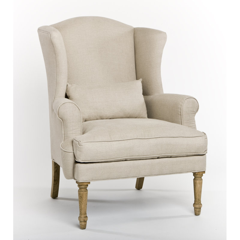 Zentique 36" Wide Linen Wingback Chair | Wayfair