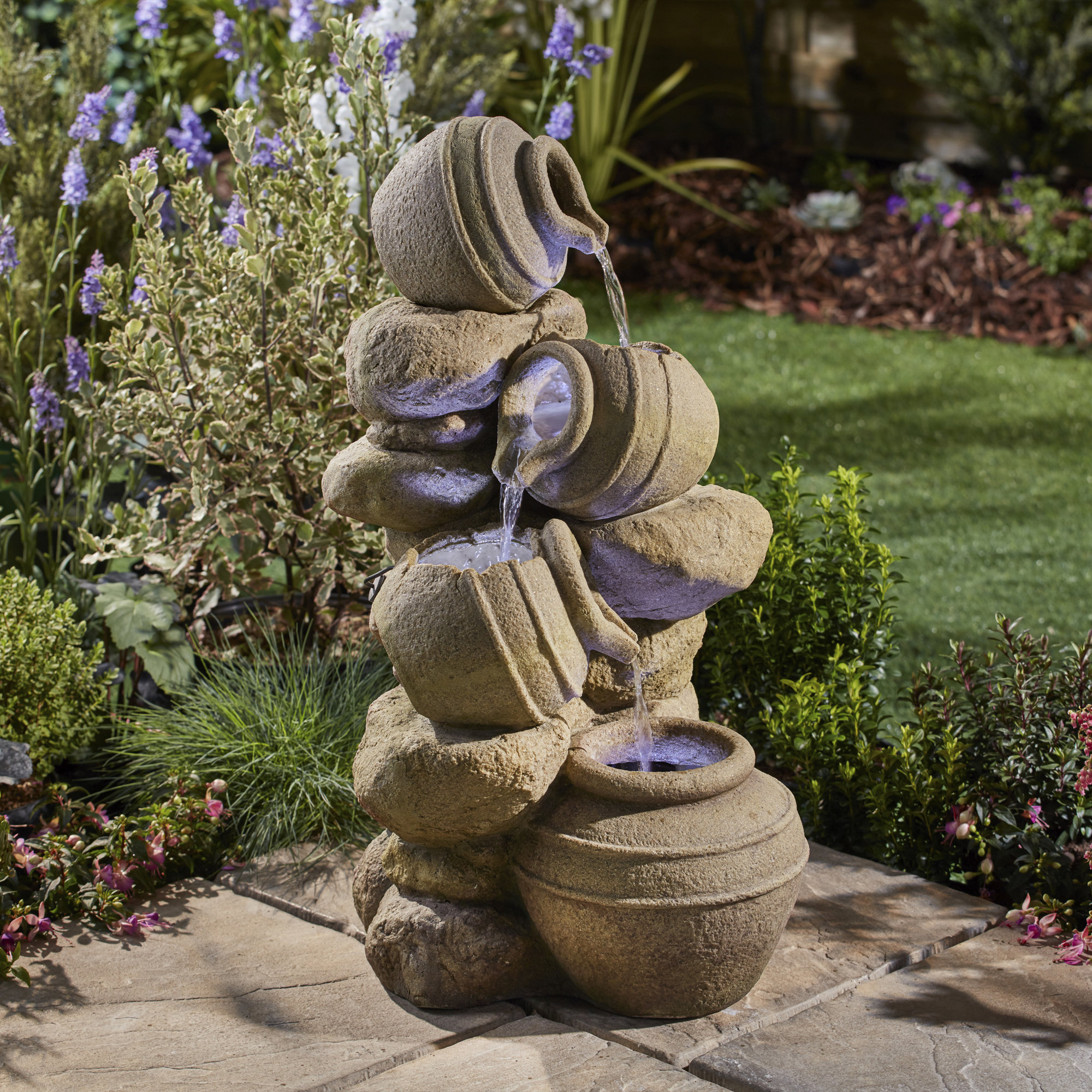 Dakota Fields Mandurah Resin Cascading Tipping Pot Stone Wall Water ...