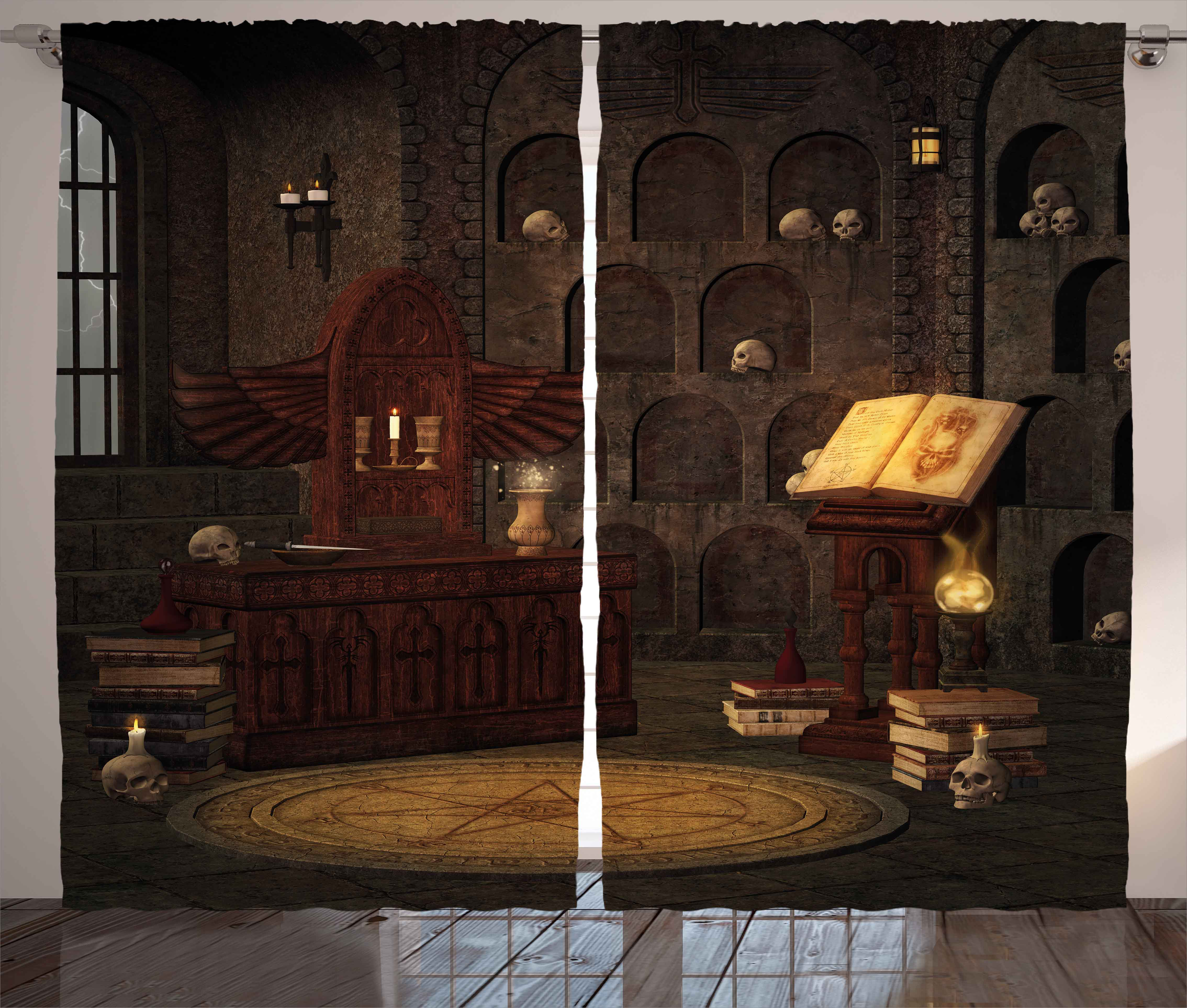 East Urban Home Gothic Chamber of Secret Rite with Skulls on the Wall ...