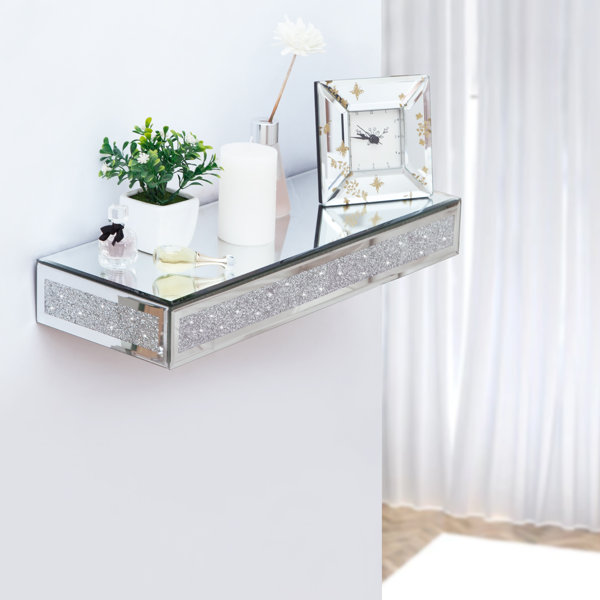 Mercer41 Mirrored Floating Shelf Glamorous Decorative Wall Shelf For ...