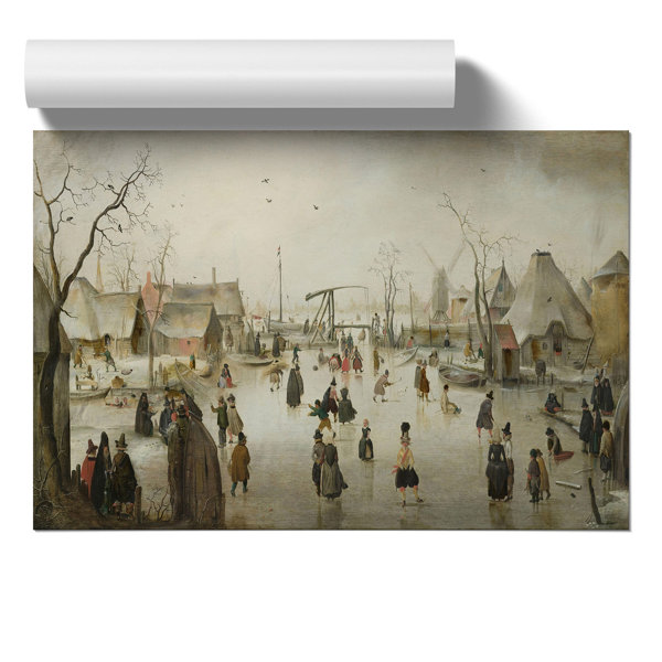 East Urban Home Ice-Skating In A Village by Hendrick Avercamp - No ...